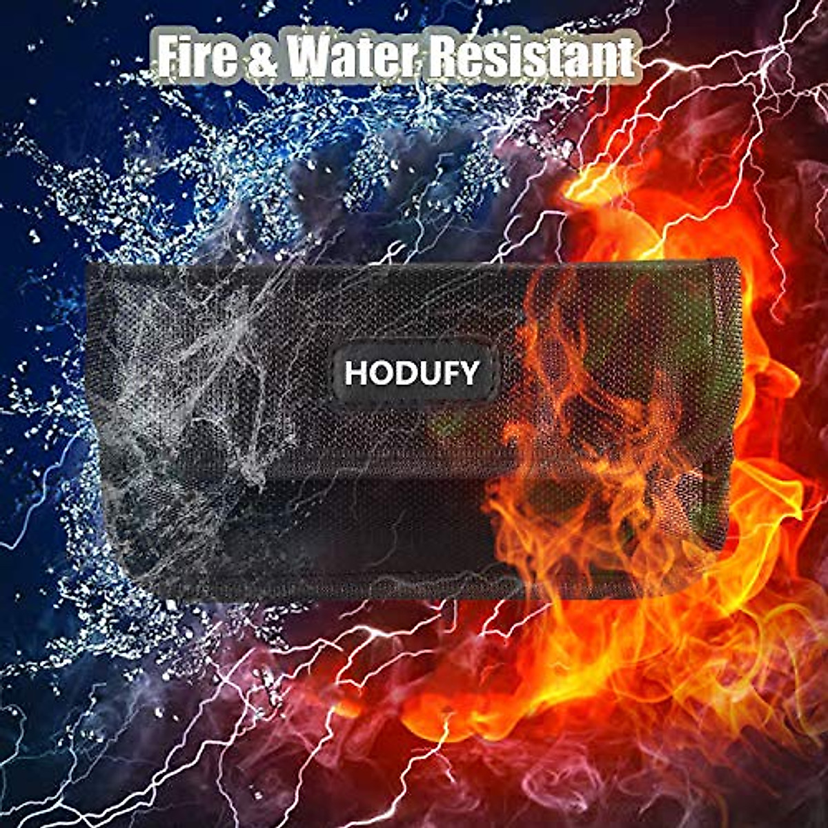 Hodufy Faraday Bags, Fireproof & Waterproof Faraday Key Fob Protector, Cell Phone Signal Jammer, Faraday Cage, Car RFID Signal Blocking (Black)