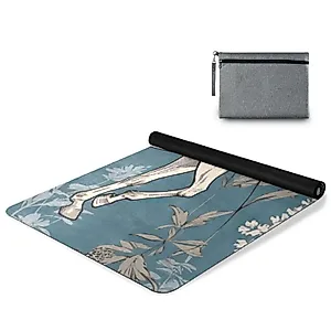 GOODOLD Horse Doodles Yoga Mat, 71 x 26 Inch Non-slip Yoga Mats Folding Travel Exercise Mat Indoor Outdoor Gym Pilates with Storage Bag for Women Men