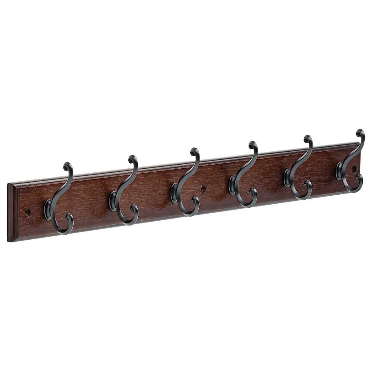 LIBERTY 165541 Wall Mounted Coat Rack with 6 Decorative Hooks, 27 Inch, Soft Iron and Cocoa