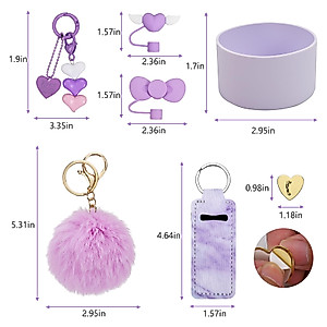 Stanley Cup Accessories Set, 1 Pcs Lipstick Holder, 1 Pcs Silicone Stanley Cup Boot, 2 Pcs Silicone Straw Cover, 2 Pcs Stanley Charms for Stanley Cup 40oz & 30oz Tumbler. (Lilac)