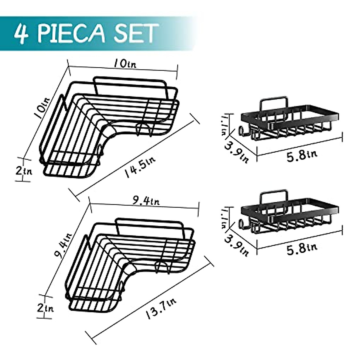 Txxplv Corner Shower Caddy, Shower Organizer with Soap Holder, Adhesive Rust Proof Shower Shelf, Shower Storage Basket Rack Shampoo Holder Organizer Shower Accessories