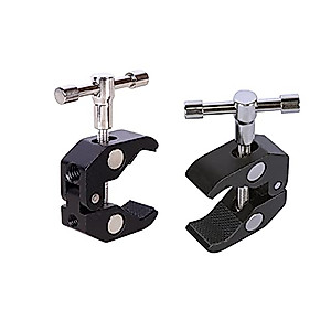 QYXINC 2Pack Super Clamp with 1/4 and 3/8 Thread Camera Clamp Mount，Crab Clamp Rod Clamp Clip for Cameras, Rods, Lights, Hooks, Shelves, Cross Bars, etc
