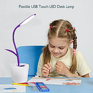 iEGrow Kids Desk Lamp for Rooms, Cute Desk Lamp USB Charging Desk Lamp with Pen Holder for Home Study ( Purple )