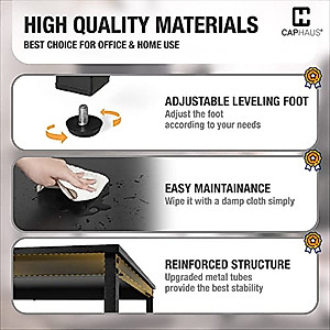 CAPHAUS 47 Inch Computer Desk, Home Office Desk, Modern Work Desk, Writing Desk for Small Space, Simple Desk for Home Use & Office, PC Table, Gaming Desk, Space-Saving Workstation, Black