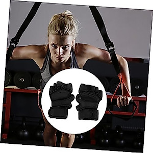 DOITOOL 1 Pair Sports Palm Athletic Gear Gloves for Men Bike Gloves for Men Thumb Support Weightlifting Half Finger Gloves Hand Stop Rubber Black Sports Training Gloves Non-Slip Gloves Man