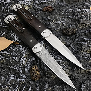 HEiLON Everyday Carry or Hunting Use Tactical Folding Pocket Knife, Stainless steel Single Edge Blade comfort with Wenge Wood Handle, Safety Lock & Glass Breaker