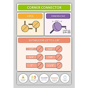 Ivilon Bay Window Curtain Rod Corner Connector - for Rods of 5/8 to 1-1/8 Inch - Oil Rubbed Bronze