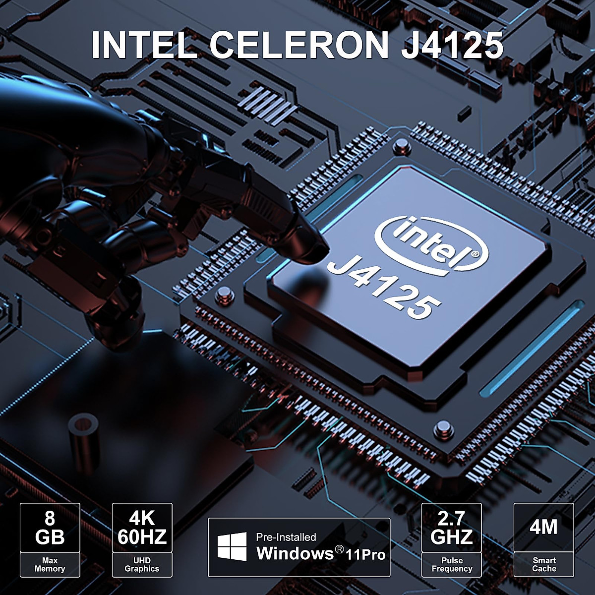 AIOEXPC Mini PC Stick Intel Celeron J4125 Windows 11 Pro 8GB DDR4 512GB SSD Compute Stick Support 4K HD, Gigabit Ethernet, 2.4G+5.0G Dual Band Wi-Fi, USB 3.0 Port, Bluetooh 4.2