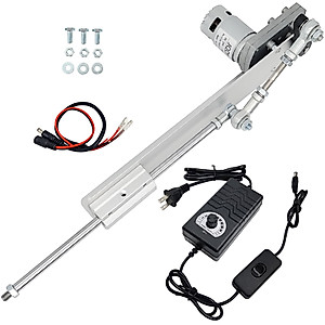 JQDML DIY Reciprocating Linear Actuator DC 1-24V Stroke 1.18"-6" Max Speed 160RPM Adjustable Telescopic Motor with Speed Controller(24V150MM160RPM)