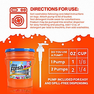 Ultra Fresh 5 Gal Liquid Laundry Detergent Soap & Softener, 6X Platinum, Spring Fresh