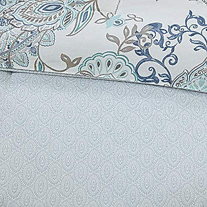 Madison Park Season Set, Matching Bed Skirt, Decorative-Pillows, Queen(90"x90"), Isla, Floral Medallion Blue 8 Piece