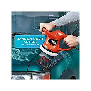 BLACK+DECKER Buffer Polisher, 6 inch Orbital Car Polisher, with Wool or Foam Bonnets (WP900)