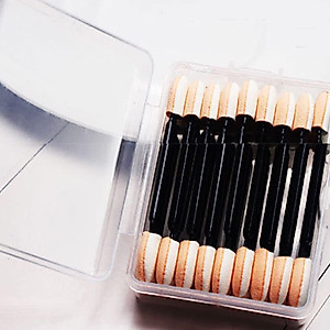 Eyeshadow Applicators, 50pcs Dual Sides Eye Shadow Sponge Applicators with Container Eyeshadow Brushes Makeup Brush