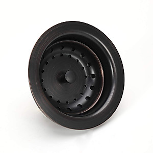 KONE 3-1/2 Inch Kitchen Sink Drain ORB Assembly with Strainer Basket/Stopper, all Stainless Steel Durable and Rustproof Oil Rubbed Bronze