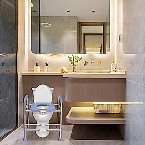 Raised Toilet Seat with Handles and Large Seat, Up to 400lbs Commode Chair for Toilet, Handicap Toilet Seat with Handles for Seniors and Pregnant, Widen for Fit Any Toilet