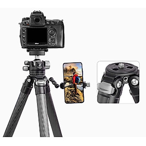 Leofoto LS-364CL+LH-47SC Elongated Tripod, Ranger Series, Carbon Fiber, 4 Leg Sections, Lightweight, LH-47 Ball Head Set, Hybrid Clamp, Arca and Picatinny Compatible