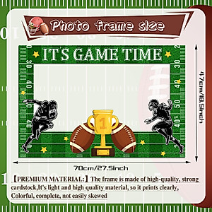 Football Photo Booth Props, Super Bowl Game Day Decorations Football Touchdown It's Game TIME Selfie Props with Photo Frame for Sport Football Superbowl Theme Party Favors Supplies