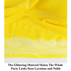 Sequin Fabric Glitter Fabric 3mm 1 Yard Sequin Fabric by The Yard Sparkly Fabric Little Mermaid Fabric Outdoor Glitter Fabric Sequence Material for Dress Clothing Wedding Home Dec (1 Yard, Yellow)