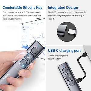 NORWII N95 Green Light Pointer, 330 FT Long Control Range Designed for Large Occasion, Rechargeable Wireless Presenter Remote Presentation USB PowerPoint PPT Clicker for Mac, Laptop, Computer