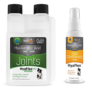Hyalogic HyaFlex Pro Complete Dog Joint Supplement and Coat Conditioning Spray 4oz for Dogs, Cats, Pets with Hyaluronic Acid HA and Biotin