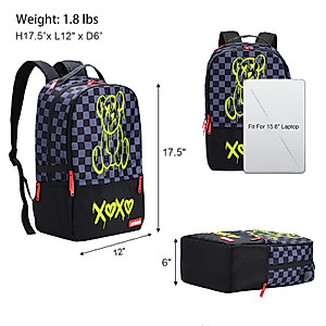 UNIKER Laptop Backpack with USB Port,Graffiti Backpack for Work,Space School Backpack,Designer Laptop Backpack for 15.6 Inch (Black Bear)