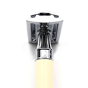 Edwin Jagger DE87BLAMZ Classic Double Edge Manual Eco-Friendly and Reusable Safety Razor for Men and Women for Shaving Cream or Soap Fits All DE Razor Blades (Imitation Ivory)