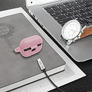 Geekria Silicone Case Cover Compatible with JBL Tune 130NC TWS True Wireless Earbuds, Earphones Skin Cover, Protective Carrying Case with Keychain Hook, Charging Port Accessible (Pink)