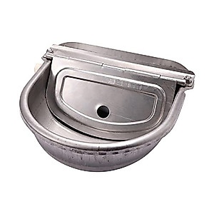 LinaLife Stainless Steel Automatic Waterer Bowl Horse Cattle Goat Sheep Pig Dog Float Valve Water Trough Farm Supplies Livestocktool with Float Valve Water Trough for Livestock Dog Goat Pig Waterer