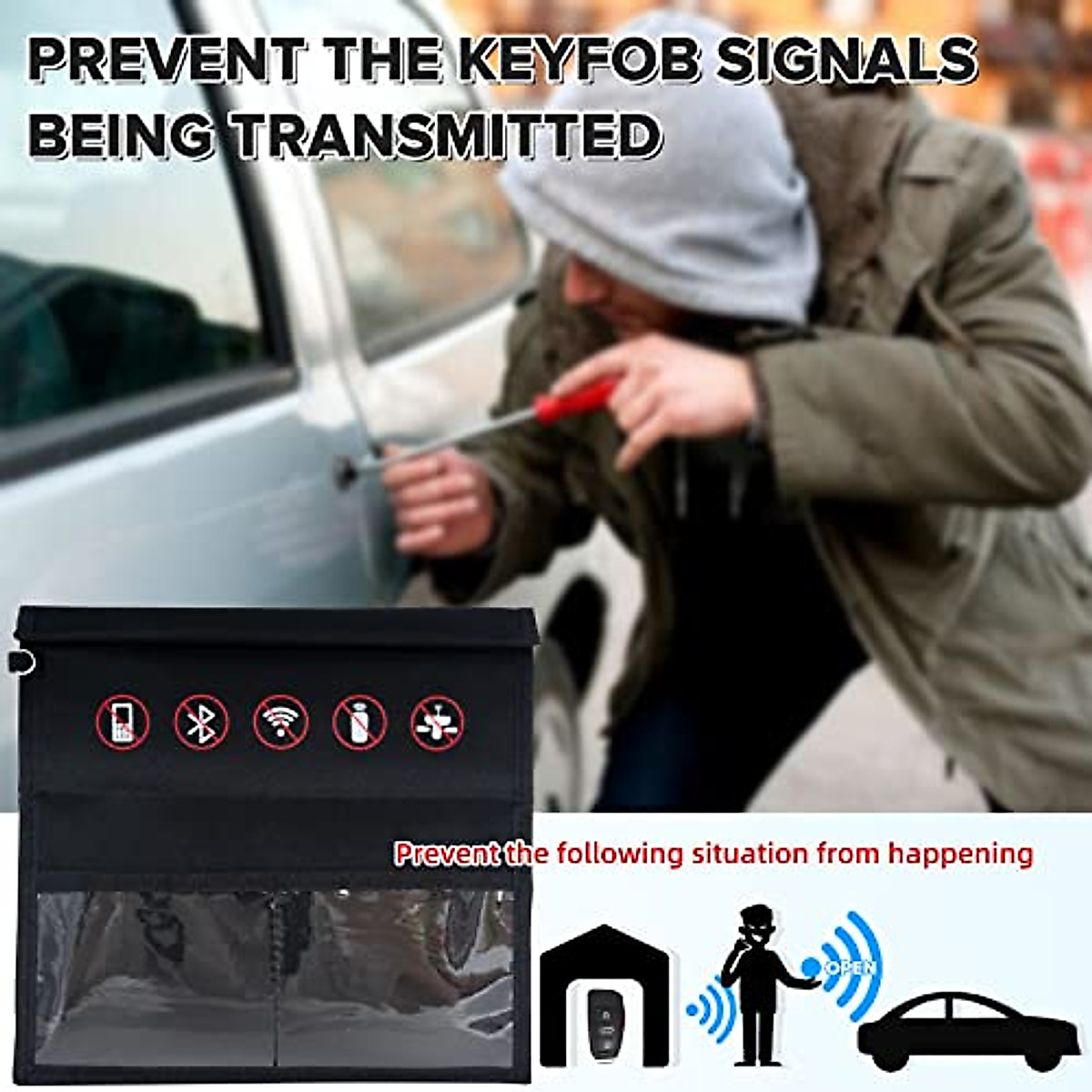 Faraday Bag Car Key Fob Protector,Signal Blocking Bag Mobile Phone Anti-Radiation Pouch Signal Shielding Bag Faraday Cage Car Accessories