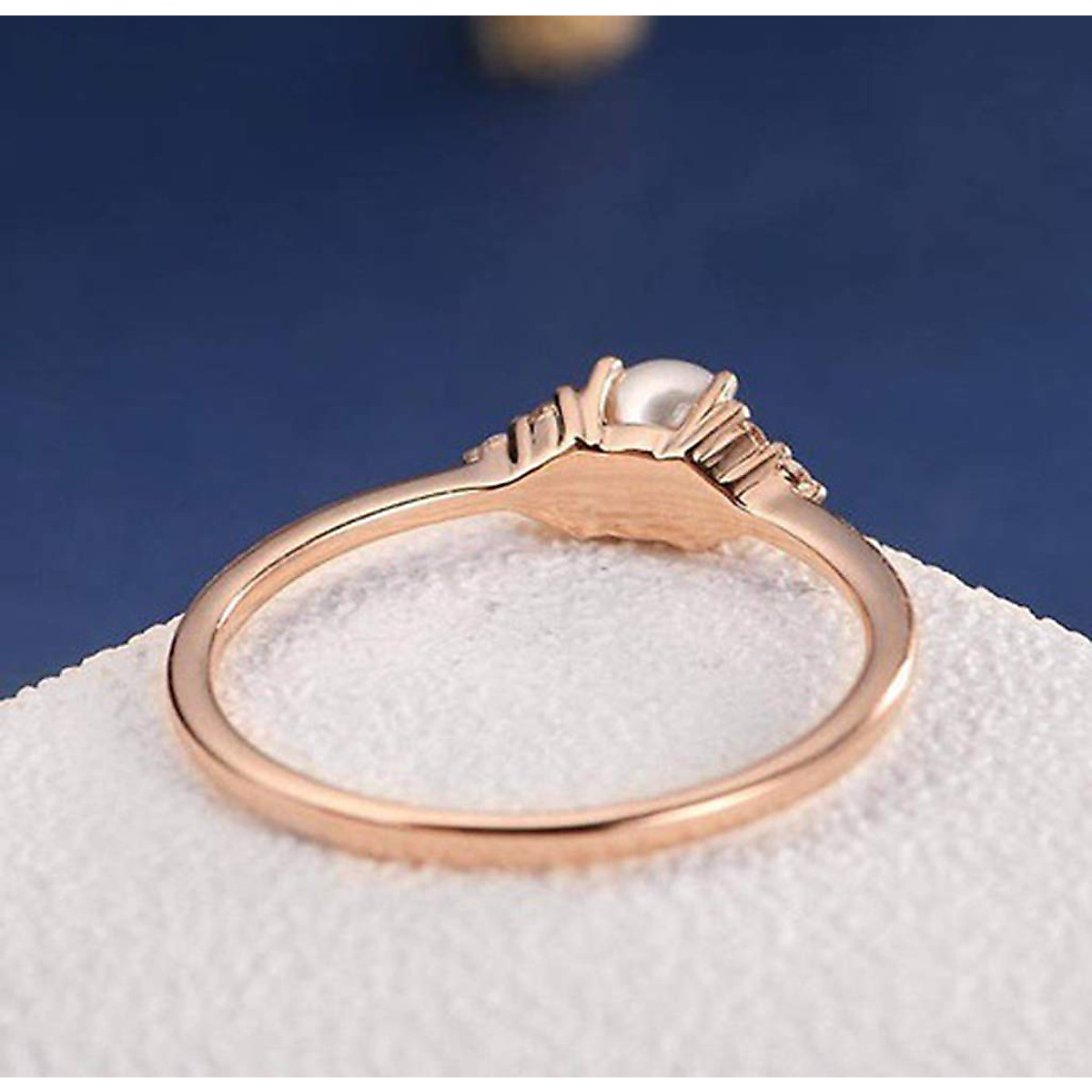 WDIYIEETN Elegant Pearl Rings Rose Gold CZ Crystal Fashion Engagement Wedding Ring (7)
