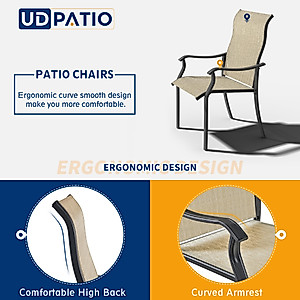 UDPATIO Patio Dining Chairs Set of 6, Outdoor Textilene Dining Chairs with High Back, Patio Furniture Chairs with Armrest, Metal Frame for Lawn Garden Backyard Deck, Brown