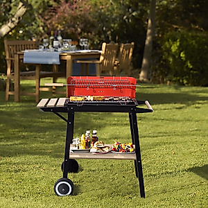 Charcoal Grill Outdoor With Side Tables, Barbecue Grill Backyard Griller Party Bbq Picnic Patio Cooking Charcoal Bbq for Wedding Gift 33.46"L x 16.54"W x33.86"H