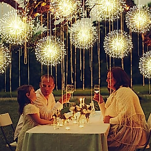 LetsFunny Fairy Starburst Christmas String Lights Wire Lights, 200 LED DIY 8 Modes Dimmable Lights with Remote Control, Decorative Hanging Starburst Lights Christmas Patio Indoor Outdoor Decoration