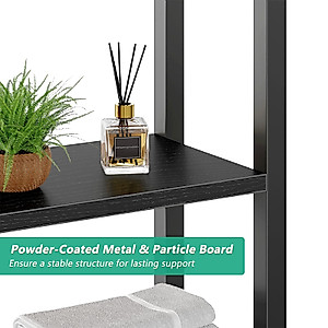 Kalrin Over-The-Toilet Storage Rack, 3-Tier Bathroom Organizer Shelf Over Toilet with Shelf and Basket, Freestanding Space Saver Bathroom Shelves Above Toilet for Room (Black)