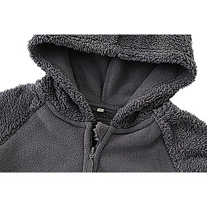 AMIYAN Bear Ears Shape Fleece Warm Hoodies Clothes Toddler Zip-up Light Jacket Sweatshirt Outwear For Baby Boys (Gray, 4-5T)