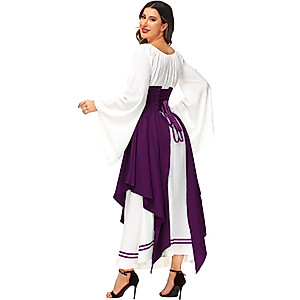 Arplvf Renaissance Dress Women Medieval Dresses For Women Ren Faire Costume Irish Over Dress Purple M