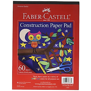 Faber-Castell Construction Paper Pad - Multi-Colored Craft Paper (9" x 12"), 60 Sheets