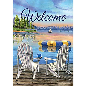 Waterfront Retreat Nautical Garden Flag Summer Welcome Adirondack 12.5" x 18"