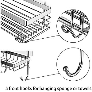BebLP Adhesive Shower Caddy Soap Dish Holder Shelf with 5 Hooks Bathroom Generic Bathroom organizer Bathroom accessories Bathroom storage Shower organizer Storage organizer Home organization