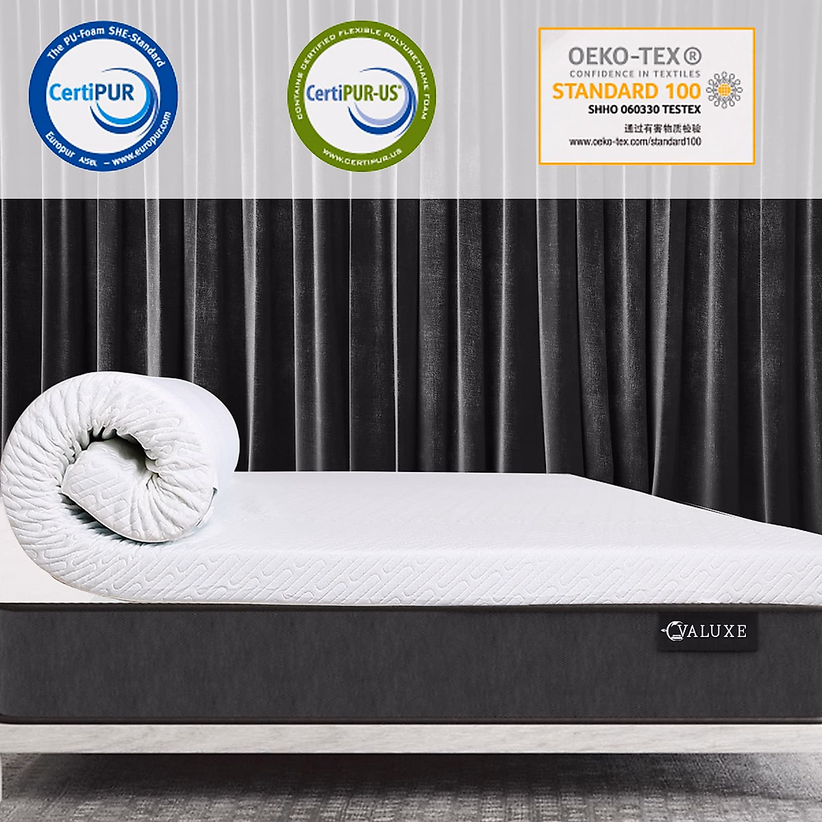VALUXE 4 Inch Gel Memory Foam Mattress Topper King Size High Density Cooling Pad Pressure Relief Bed Topper (with Removable & Washable Bamboo Cover)