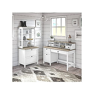 Bush Furniture Mayfield Computer Desk with Drawers, 54W, Pure White and Shiplap Gray