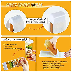 Roll on Wax, Wax Roller Kit for Hair Removal, Honey Roller Waxing Kit Include 2 Honey Soft Wax Cartridge & 100 Non-Woven Wax Strips, Portable Pink Wax Heater Machine for Women & Men, Waxing Roller Kit