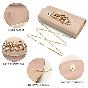 GESU Clutch Purses for Women Bling Rhinestone Evening Bag Wedding Formal Dress Purses Handbag,Gold.