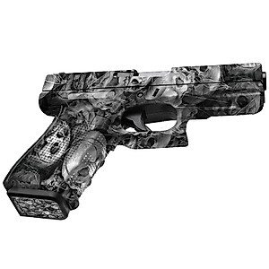 SkinArms Pistol Skin, 100% Waterproof Matte Finish Vinyl Decal, Precut Pieces Easy to Install and Fits All Handgun Within 9’’ Length, Protects Pistol with Style (SA Skull Vengeance)
