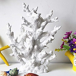 Artificial Coral Ornament Underwater Sea Plants Decorations Craft Resin Aquarium Plants Coral Fish Tank Decorations - White