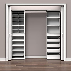 ClosetMaid Modular Storage Shelf Unit with 3 Shelves, Wood Closet Organizer Adjustable, Stacking, Full Backer, Decorative Trim, White, 40.29 H x 21.39 in. W x 15.91 in. D