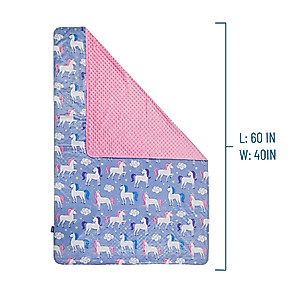Wildkin Plush Throw Blanket for Boys and Girls, Perfect for Cozy Cuddles and Travel Blanket for Kids, Super Soft and Breathable Plush Blankets, Measures 60 X 40 Inches (Unicorn)