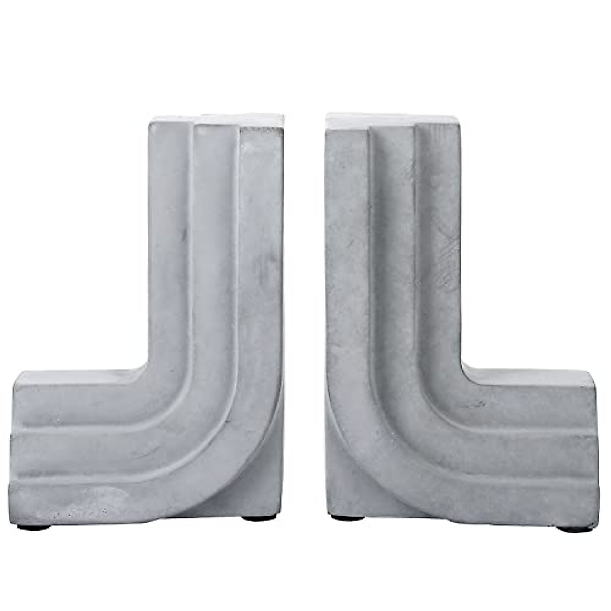 MyGift Gray Concrete L-Shape Bookends Decorative Retro Design Office Desk Book Stand, 1-Pair