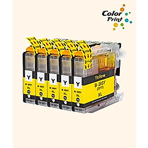 ColorPrint Compatible LC-203 Ink Cartridge Replacement for Brother LC203XL LC203 LC-203XL Used for MFC-J4320DW MFC-J4420DW MFC-J4620DW MFC-J5520DW MFC-J5620DW MFC-J5720DW Printer (5-Pack, 5X Yellow)