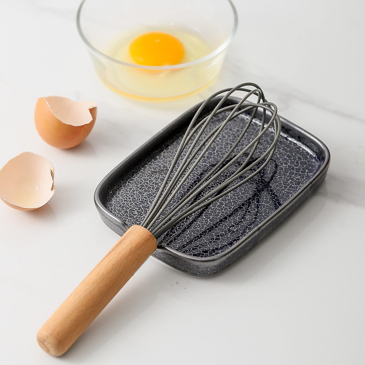 KQRIV Ceramic Spoon Rest for Stove Top - 6 Inch Large Navy Spoon Rest for Kitchen Counter Countertop - Dishwasher Safe - Heat Resistant Porcelain Cooking Utensil Rest